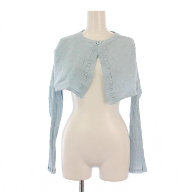 【中古】ハート Haat 25SS カーディガン 長袖 ショート丈 2 水色 HA51FJ650 /BM レディース