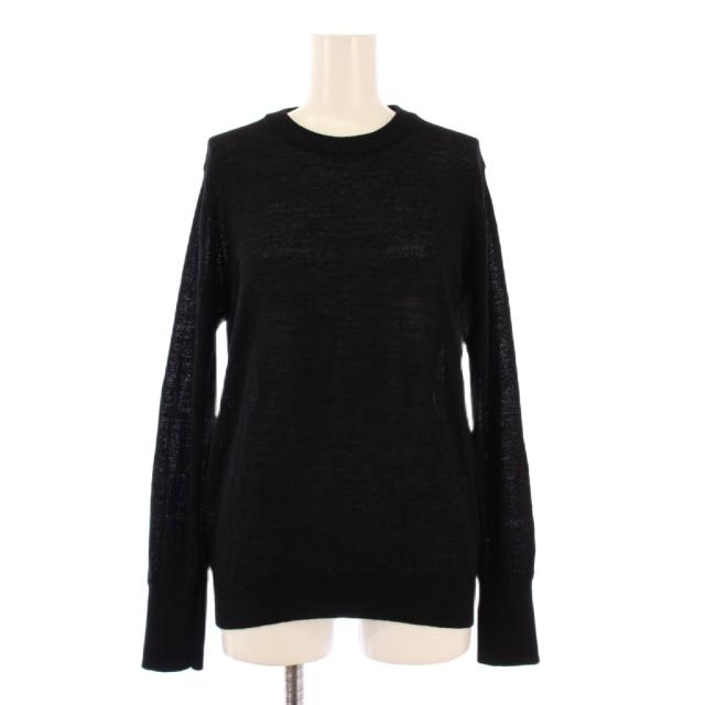 【中古】ミューズ ドゥーズィエム クラス Spiners クルーネックプルオーバー ニット 長袖 ストレッチ ウール 黒