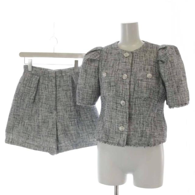 【中古】セルフォード 22AW ファンシーツイード ジャケット ショートパンツ セットアップ 36 グレー レディース
