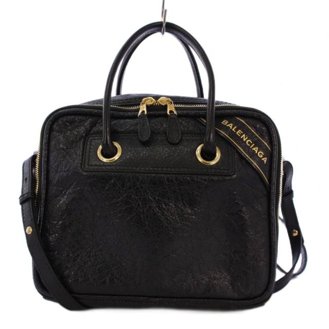 【中古】バレンシアガ BALENCIAGA ブランケット スクエアS 2WAY ハンドバッグ ショルダーバッグ レザー 黒 466541
