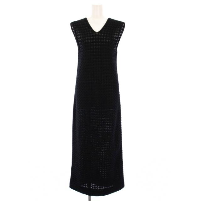 【中古】ジルサンダー JIL SANDER 24SS ノースリーブニットワンピース ロング マキシ 34 黒 J02CT0307 /KH レディース