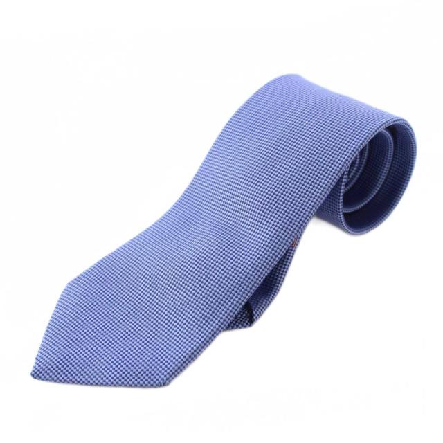 【中古】エルメス HERMES ネクタイ レギュラータイ シルク ワンカラー 青 ブルー 233616T /BB ■OH メンズ