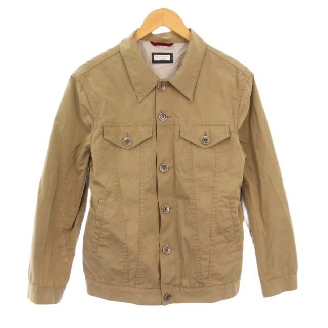 【中古】ブルネロクチネリ BRUNELLO CUCINELLI ステンカラージャケット アウター ショート丈 ワンカラー S ベージュ