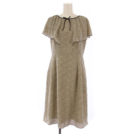 【中古】トッカ TOCCA 22SS SWALLOW TAIL ワンピース ひざ丈 半袖 花柄 2 ベージュ OPTONX0305 /BM レディース