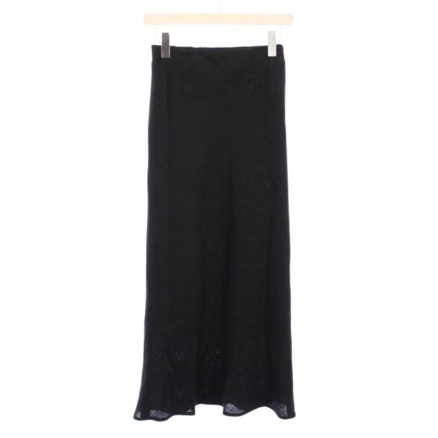 【中古】サクラ SACRA RUSTIC LINEN SKIRT ラスティックリネンスカート タイト マキシ ロング 無地 36 黒