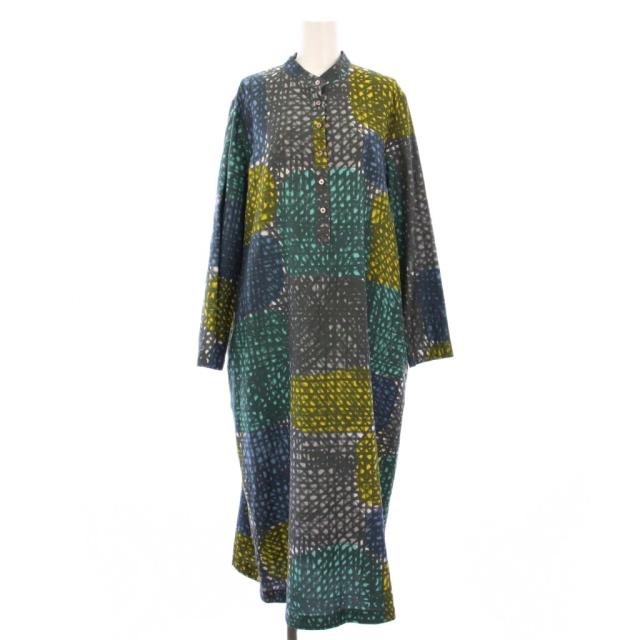 【中古】ミナペルホネン タグ付き 24ss before シャツワンピース バンドカラー プルオーバー 長袖 ロング シルク 40