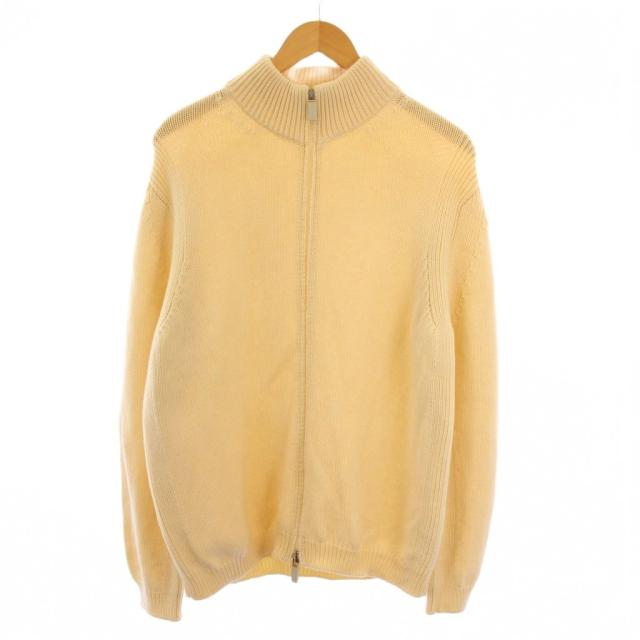 【中古】エルメネジルドゼニア Ermenegildo Zegna ニットジャケット ジップアップ ハイネック M アイボリー メンズ