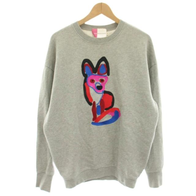 【中古】メゾンキツネ ACIDE SWEAT SHIRT ACIDE FOX EMBROIDERY スウェットシャツ トレーナー 長袖 刺繍 M グレー