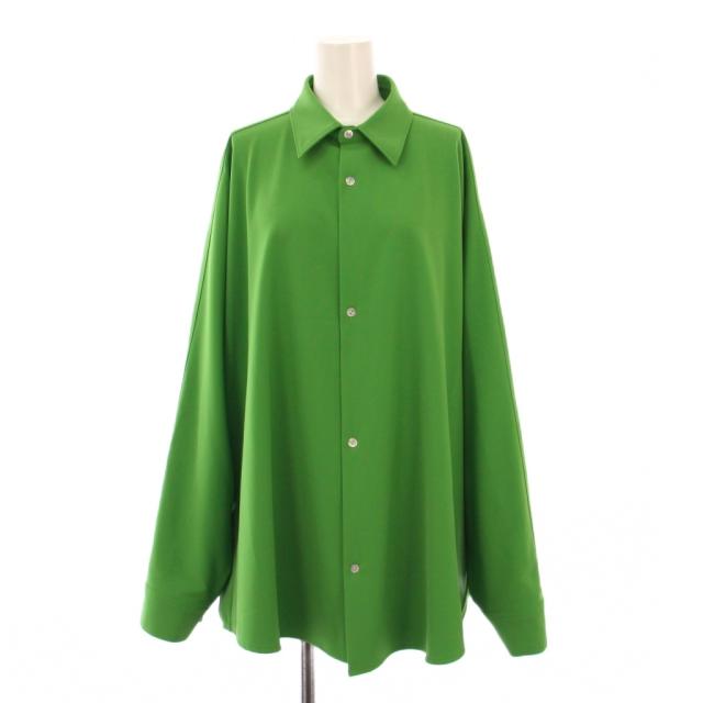 【中古】アメリヴィンテージ N.HOOLYWOOD シャツ ブラウス 長袖 レギュラーカラー 無地 ストレッチ ワンカラー S 緑
