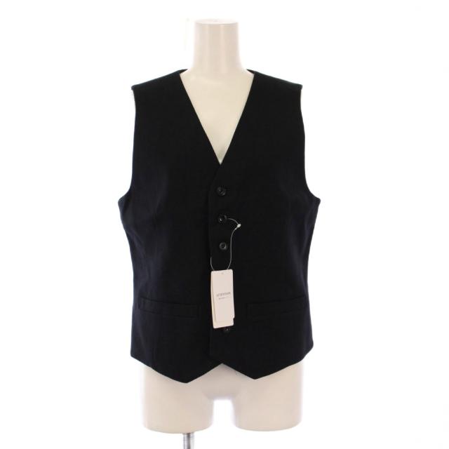 【中古】未使用品 フレームワーク Framework 24SS シルク混ミニベスト シングル Vネック ショート丈 無地 F 黒