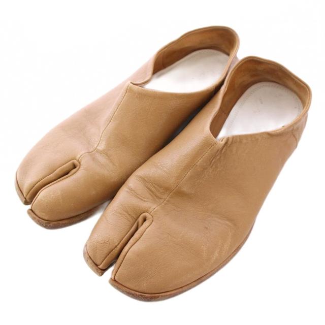 【中古】メゾンマルジェラ 22 タビバブーシュ 足袋 スリッポン フラットシューズ レザー ワンカラー 37 茶 ブラウン