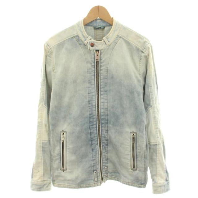 【中古】ディーゼル DIESEL JAMBRA デニムジャケット ジージャン Gジャン ライダース ダメージ加工 M 水色 メンズ