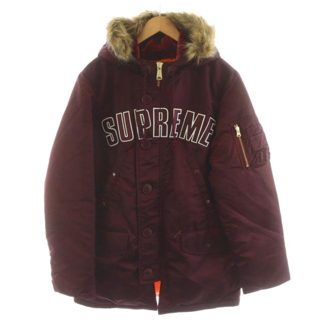 【中古】シュプリーム 16AW Arc Logo Tape N-3B Parka フライトジャケット アーチロゴ フード ファー S ボルドー