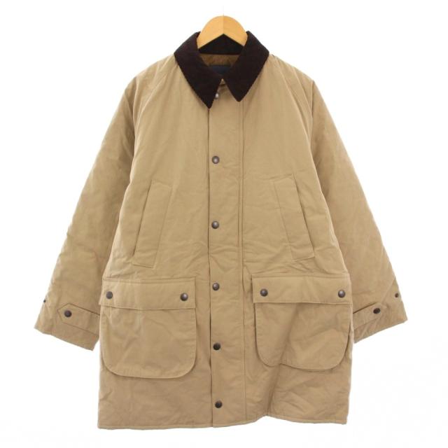 【中古】ビームス BEAMS 中綿フィールドコート ステンカラー アウター コーデュロイ 切替 バイカラー S ベージュ 茶