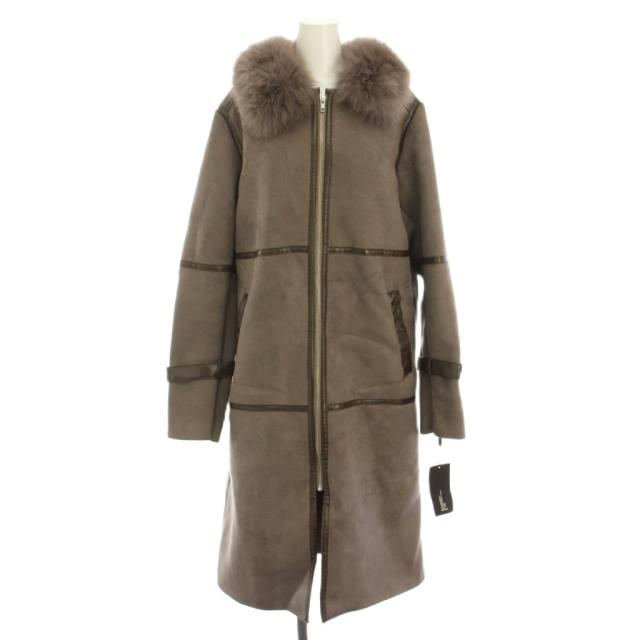 【中古】未使用品 ソブ ダブスタ フェイクムートンコート ブルーフォックスファー 38 茶 0307-330-193 レディース