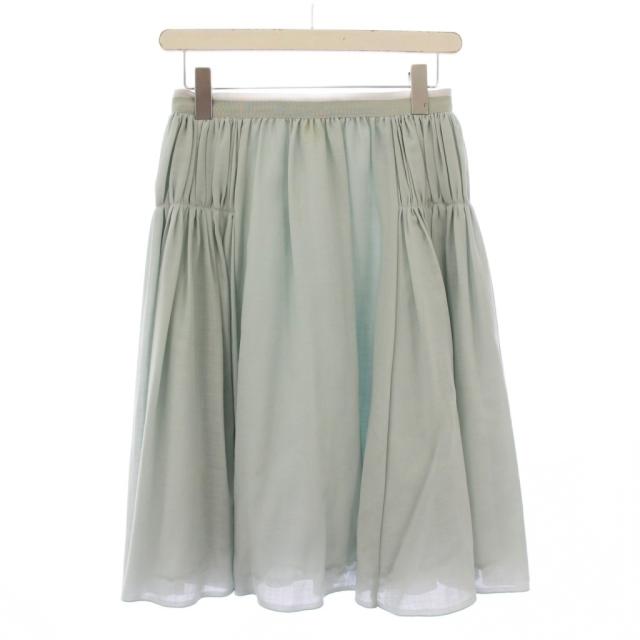 【中古】フォクシー FOXEY Breeze フレアスカート ギャザー ひざ丈 ワンカラー 38 水色 ライトブルー