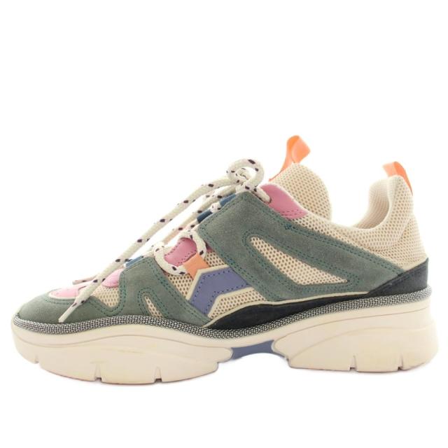 【中古】イザベルマラン ローカットスニーカー シューズ スエード メッシュ レザー 37 ベージュ ピンク 緑 グリーン