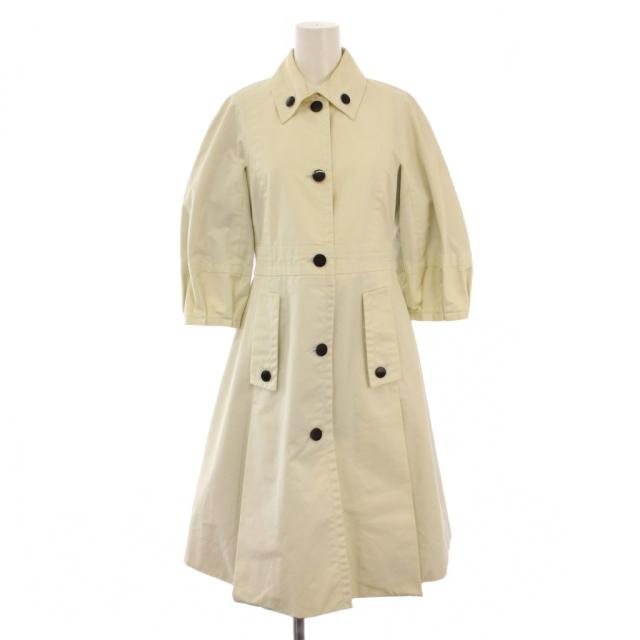 【中古】グッチ GUCCI ステンカラーコート アウター ロング丈 七分袖 パフスリーブ ワンカラー 38 白 ホワイト