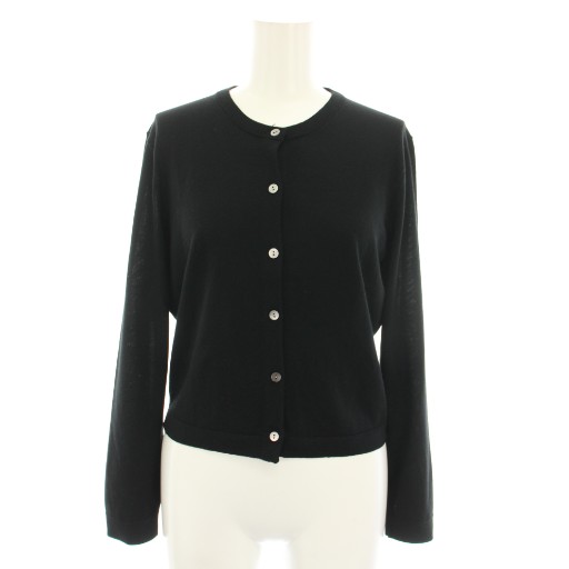 【中古】セオリー 25SS REGAL WOOL CROP CARDI S ニットカーディガン クルーネック 長袖 S 黒 ブラック レディース