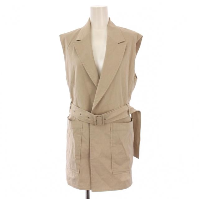 【中古】デプレ DES PRES トゥモローランド 23SS リネンナイロンストレッチ ベルテッドジレ F ベージュ レディース