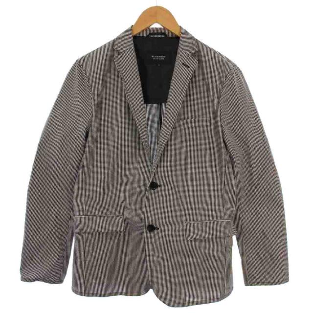 【中古】BURBERRY BLACK LABEL テーラードジャケット 背抜き シングル 2B チェック柄 M 黒 白 メンズ