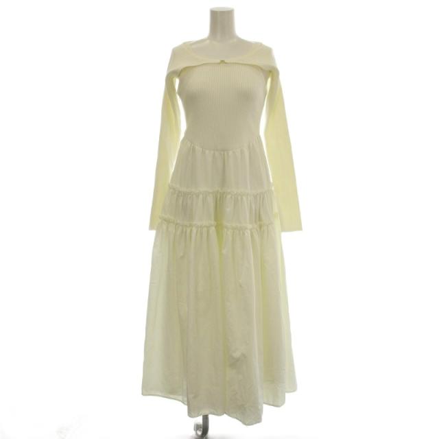 【中古】ファーファー furfur 25SS ボレロセットドッキングワンピース リブニット ワンピース ロング F 白