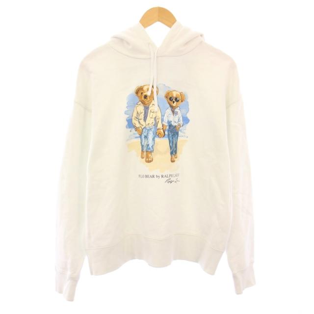 【中古】ポロ バイ ラルフローレン Ralph & Ricky ベアフリースフーディ プルオーバーパーカー スウェット 長袖 白
