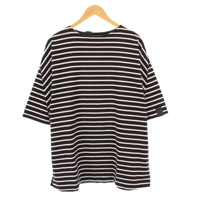 【中古】ミスターハリウッド バスクシャツ Tシャツ オーバーサイズ 半袖 クルーネック ストレッチ ボーダー柄 黒 白