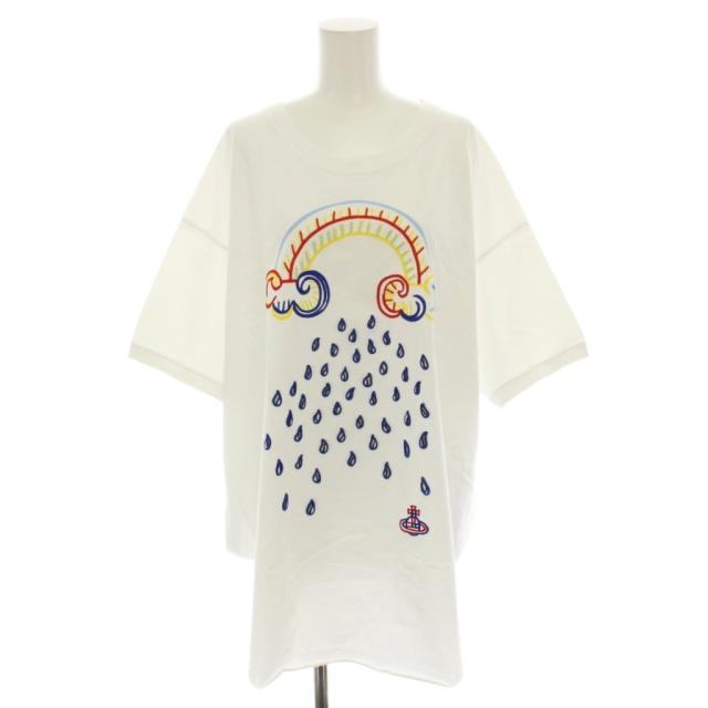 【中古】ヴィヴィアンウエストウッドレッドレーベル Tシャツ 半袖 オーブ 雲 虹 雨 00 白 16-12-342006 レディース