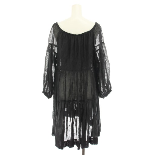 【中古】カレンソロジー 24SS シアーティアードブラウス 長袖 麻 F チャコールグレー CL406027ER-00 レディース