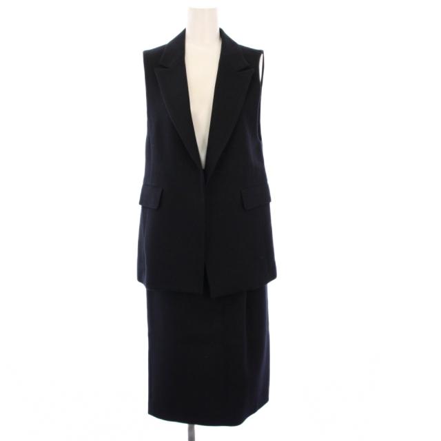 【中古】アナイ ANAYI 24SS セットアップ ベスト タイトスカート ひざ丈 34 紺 /KH レディース
