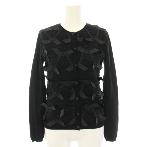 【中古】レッド ヴァレンティノ ニットカーディガン 長袖 リボン レース S 黒 DRA9Q945-VM0209R レディース
