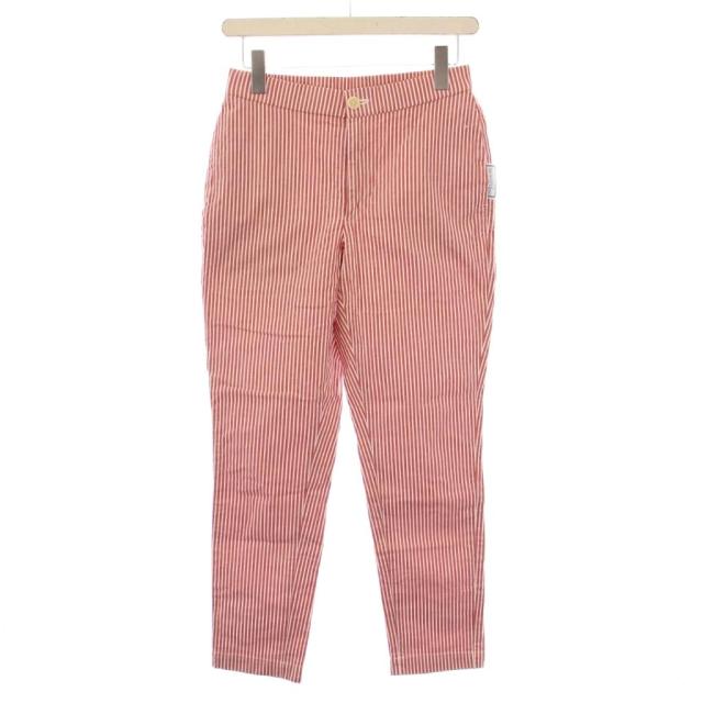 【中古】45R 45rpm オックスストレッチのイージースリムパンツ スラックス ウエストゴム ストライプ柄 F 赤 白