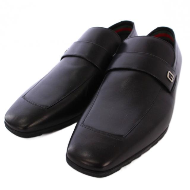 【中古】グッチ GUCCI ビジネスシューズ レザー 38.5 黒 163497 /BM メンズ