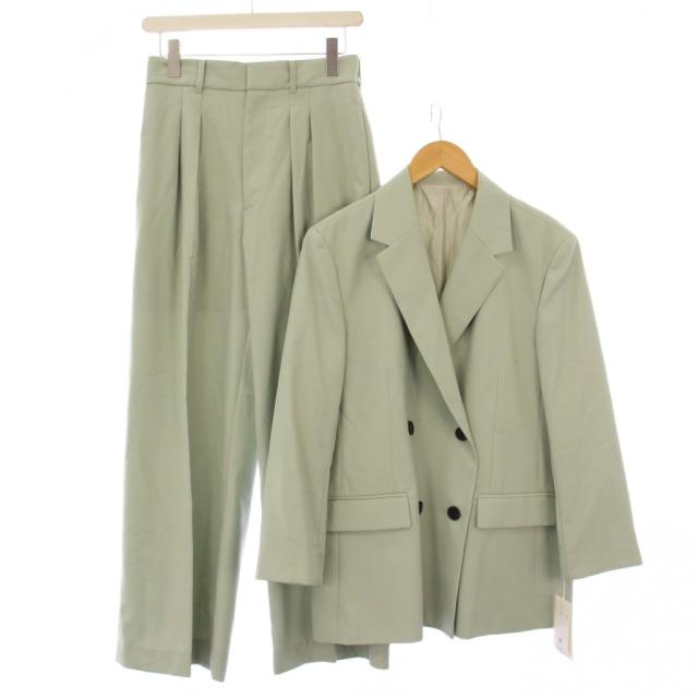 【中古】未使用品 ミラオーウェン 3ピースオーバーサイズダブルブレストジャケット セットアップ ワイドパンツ 水色