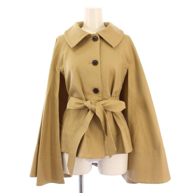 【中古】ジェンヌ JENNE トレンチケープ アウター ショート丈 ステンカラー ベルト F ベージュ STY25SS-CO40