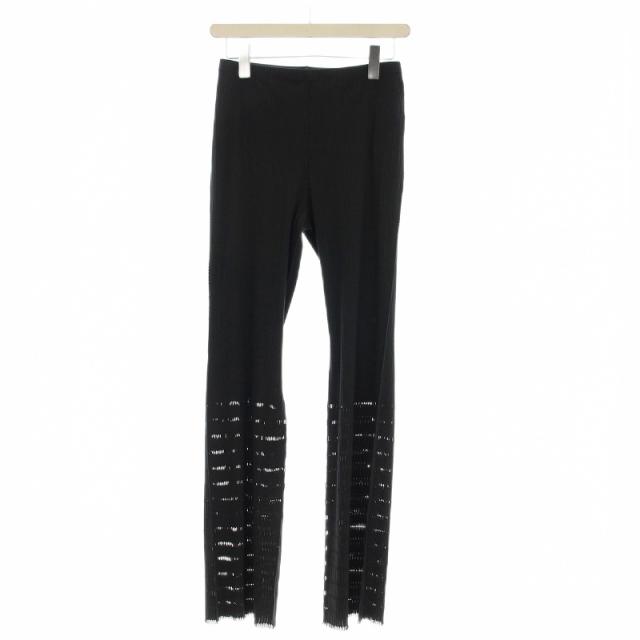 【中古】未使用品 プリーツプリーズ PLEATS PLEASE イッセイミヤケ リブ レギンスパンツ イージーパンツ 透かし 黒