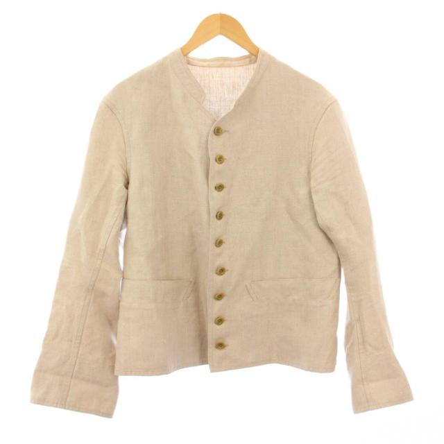 【中古】アナトミカ ANATOMICA ノーカラージャケット アウター ショート丈 麻 リネン 44 ベージュ /BB メンズ