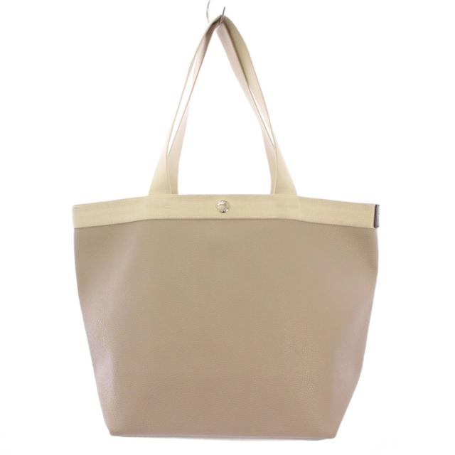 【中古】エルベシャプリエ Herve Chapelier トートバッグ ハンドバッグ キャンバス レザー グレージュ アイボリー