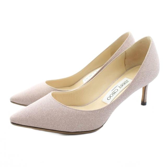 【中古】ジミーチュウ JIMMY CHOO ROMY 60 パンプス ポインテッドトゥ グリッター 35.5 ピンク /KU レディース