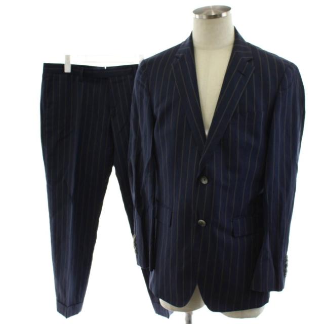 【中古】ヒューゴボス スーツ セットアップ 上下 テーラードジャケット シングル パンツ スラックス 48 紺
