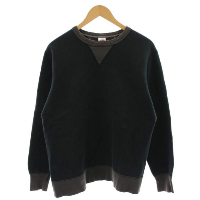 【中古】バーンズアウトフィッターズ Barns outfitters スウェット トレーナー コットン L 黒 ブラック 茶