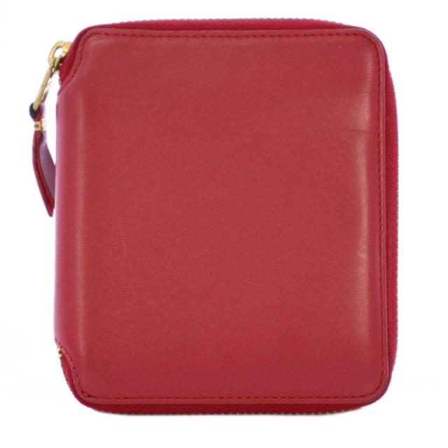 【中古】コムデギャルソン COMME des GARCONS 財布 二つ折り ラウンドファスナー レザー 赤 SA2100 /BM レディース