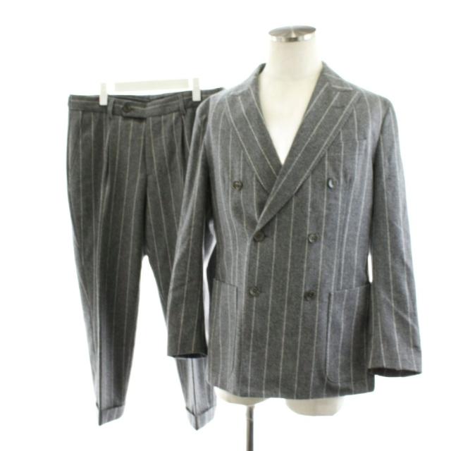 【中古】ヒューゴボス スーツ セットアップ 上下 テーラードジャケット ダブル 48 グレー