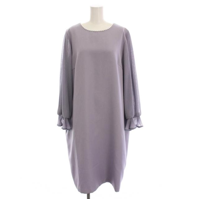 【中古】ローズティアラ Rose Tiara 袖プリーツ ワンピース ひざ丈 長袖 パール装飾 46 ライトパープル 薄紫
