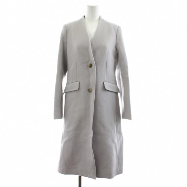 【中古】アナイ ANAYI ライトビーバーVカラーコート ノーカラー ロング ウール 36 ラベンダー 101927-17-130