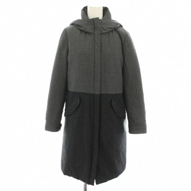 【中古】ピーエスポールスミス ダウンコート フード バイカラー 38 グレー チャコールグレー CMPSHW0990 レディース