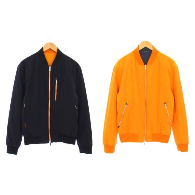 【中古】エルメス HERMES リバーシブル ボンバージャケット ブルゾン アウター 46 紺 オレンジ /KH メンズ