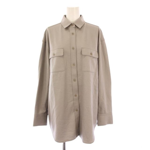 【中古】セオリーリュクス RIBBLE ZUMIE シャツ ブラウス 長袖 レギュラーカラー 無地 ウール ワンカラー 38 グレー