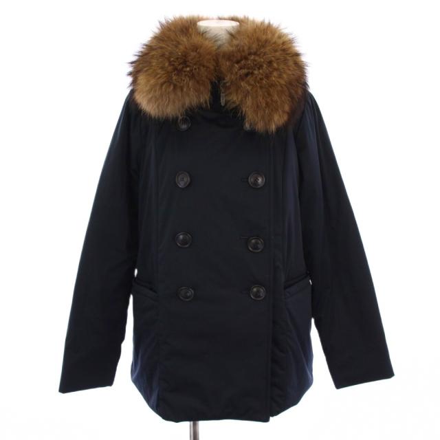 【中古】粧う ヨソオウ YOSOOU ダウンジャケット ジップアップ ファー 2 紺 /BM レディース